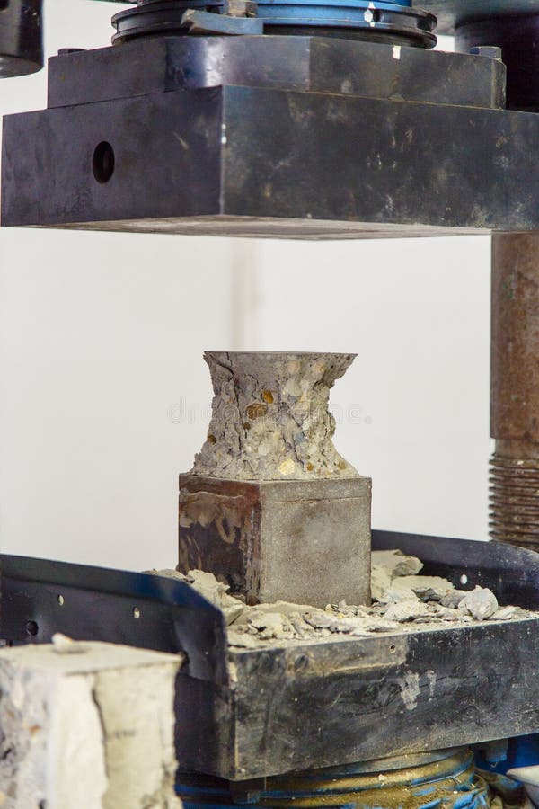 Construction Laboratory. the Press Breaks Down the Cubic Concrete ...