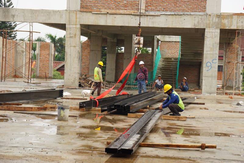 The Construction Labour Worked on the Steel Structure in Building ...