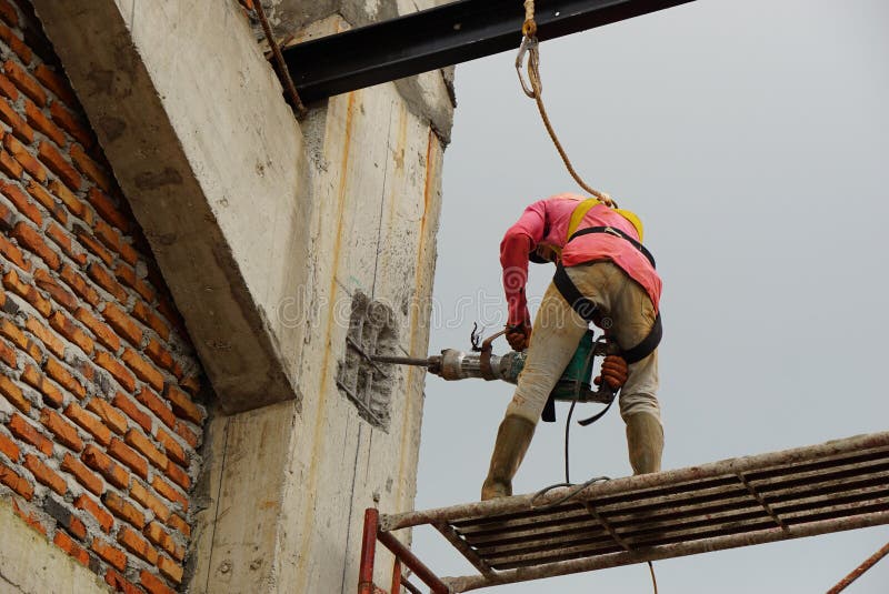 The Construction Labour Worked on the Steel Structure in Building ...