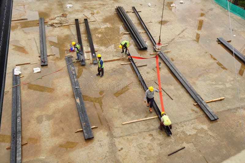The Construction Labour Worked on the Steel Structure in Building ...