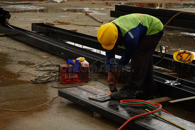 The Construction Labour Worked on the Steel Structure in Building ...