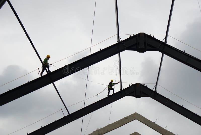 The Construction Labour Worked on the Steel Structure in Building ...
