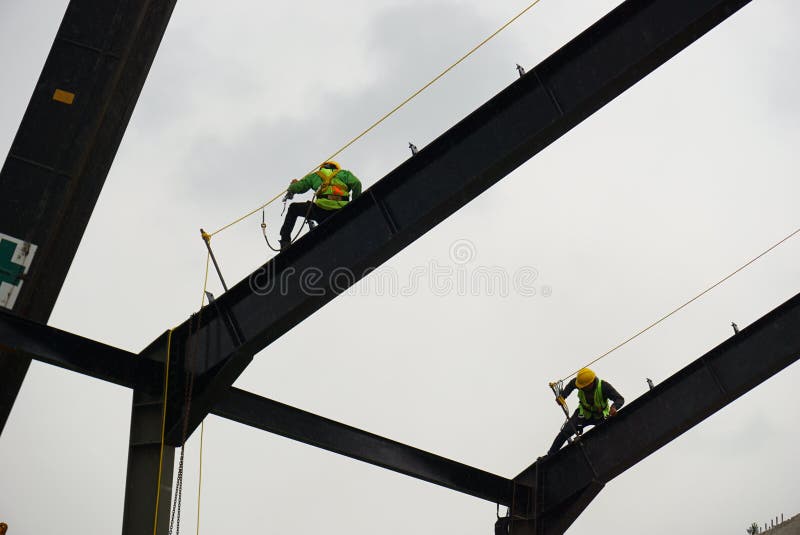 The Construction Labour Worked on the Steel Structure in Building ...