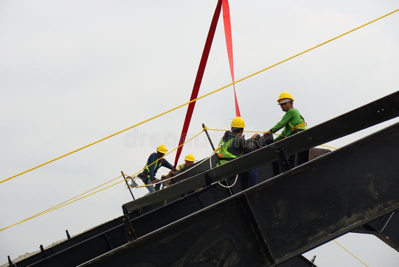The Construction Labour Worked on the Steel Structure in Building ...