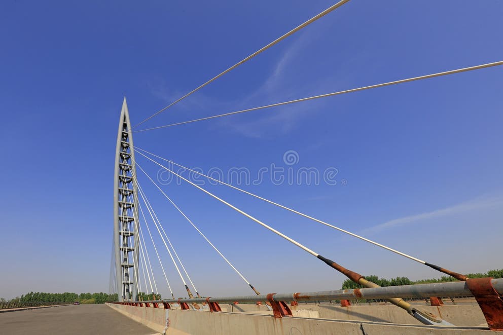 Construction Landscape of Steel Beam Cable-stayed Cable Stock Photo ...