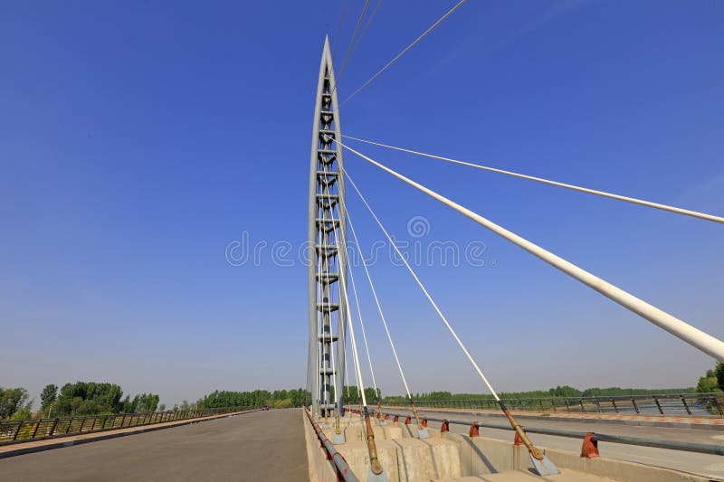 Construction Landscape of Steel Beam Cable-stayed Cable Stock Photo ...