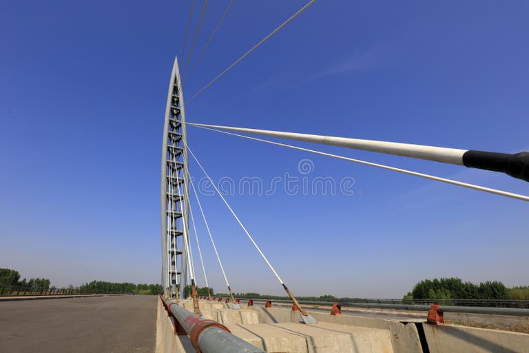 Construction Landscape of Steel Beam Cable-stayed Cable Stock Image ...