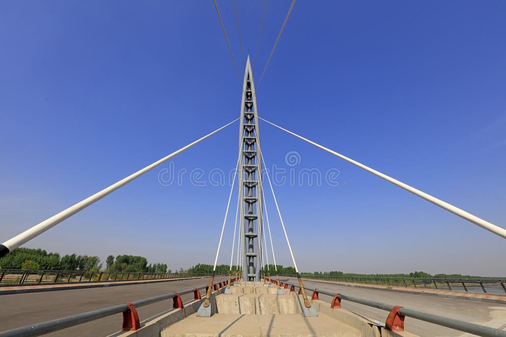Construction Landscape of Steel Beam Cable-stayed Cable Stock Photo ...