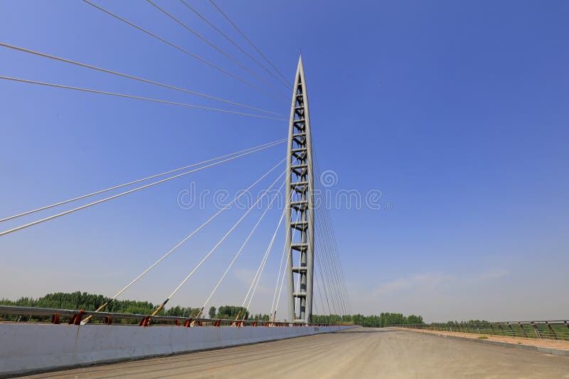 Construction Landscape of Steel Beam Cable-stayed Cable Stock Photo ...