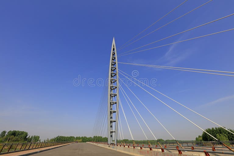 Construction Landscape of Steel Beam Cable-stayed Cable Stock Photo ...