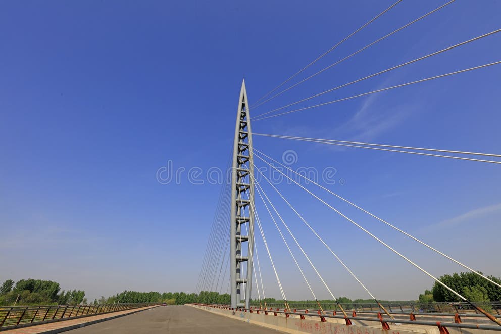Construction Landscape of Steel Beam Cable-stayed Cable Stock Photo ...