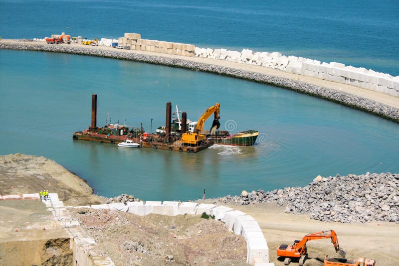 Dredger Working in the New Marina of Laredo, 2008 Stock Photo - Image ...