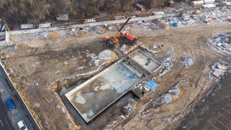 Construction of a Large City Swimming Pool Stock Image - Image of ...