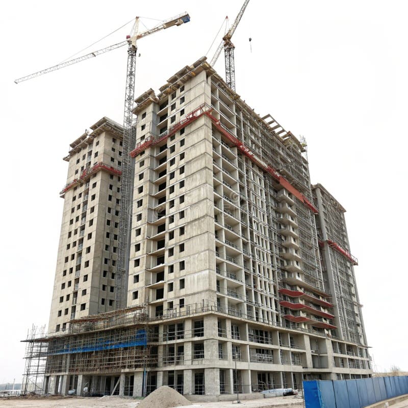 Construction of a Large Residential Building Isolated on Transparent ...