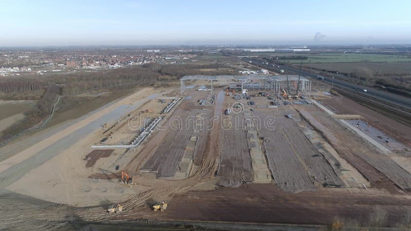Construction of a Large Warehouse Distribution Centre Unit Aerial View ...