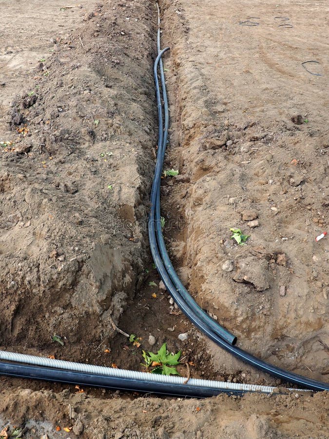 Construction, Laying Water Pipes Stock Image - Image of cleared, pipes ...