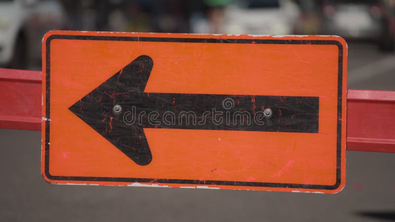 Left Direction Construction Sign Stock Video - Video of left, street ...
