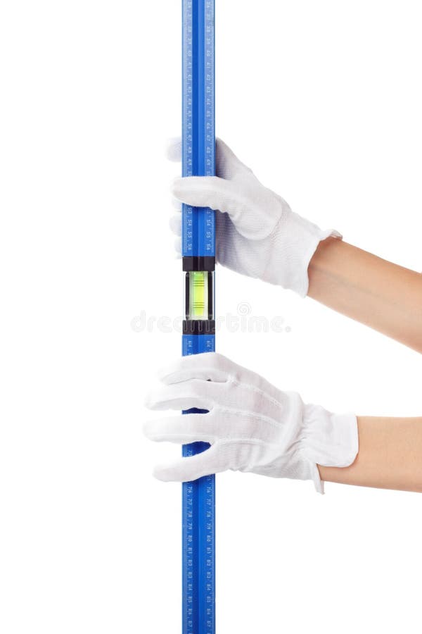 A Construction Level in the Hands, Isolated Stock Image - Image of ...