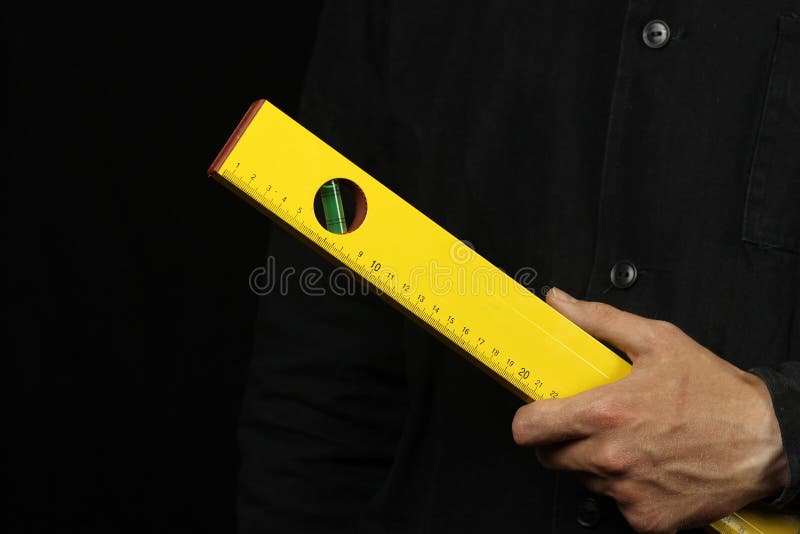Construction Level in the Hands of the Worker Stock Photo - Image of ...