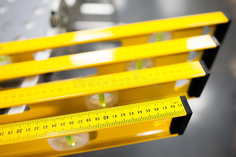 Construction Level Ruler Display on Tools Store Stock Photo - Image of ...