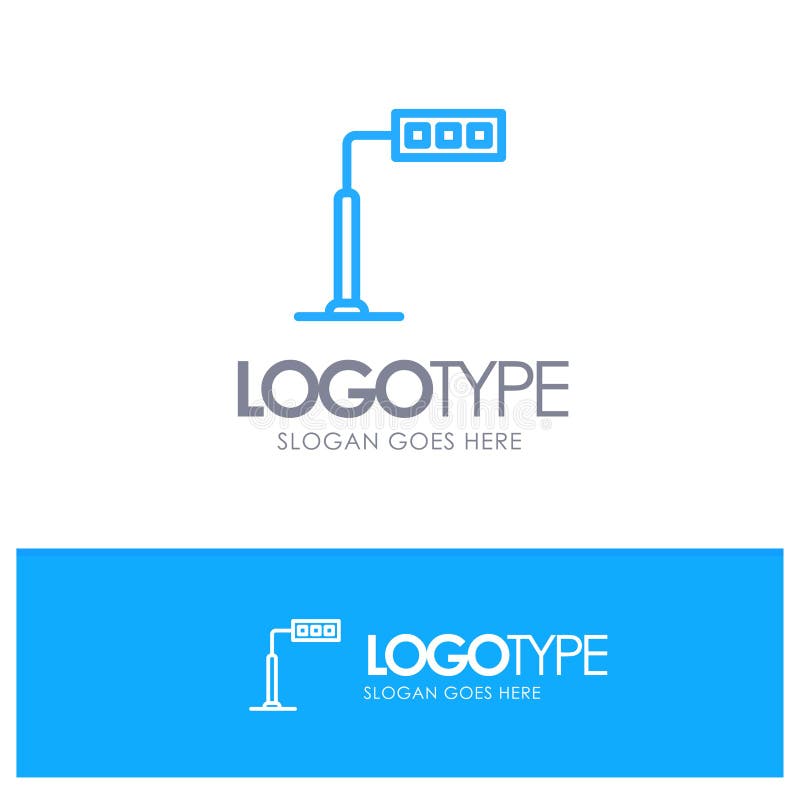 Construction, Light, Tower, Road Blue Outline Logo Place for Tagline ...