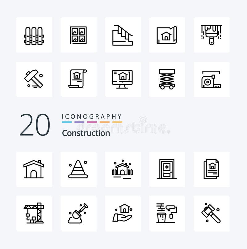 20 Construction Line Icon Pack Like Document Door Construction ...
