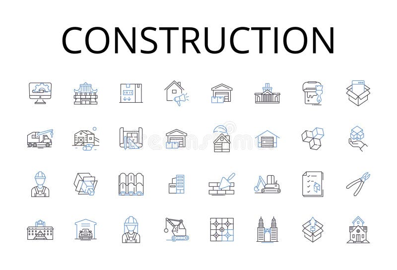Construction Line Icons Collection. Building, Fabrication ...