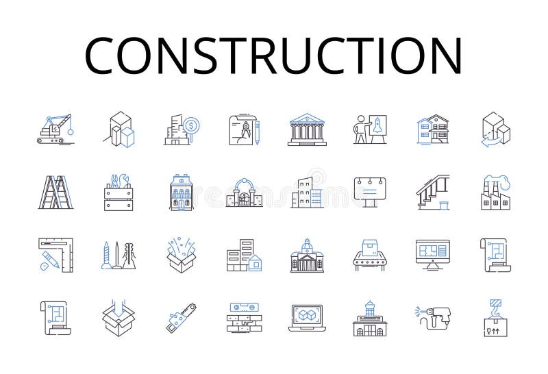 Construction Line Icons Collection. Building, Fabrication ...