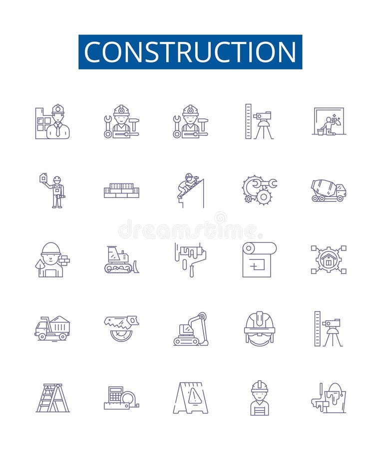 Construction Line Icons Signs Set. Design Collection of Build ...