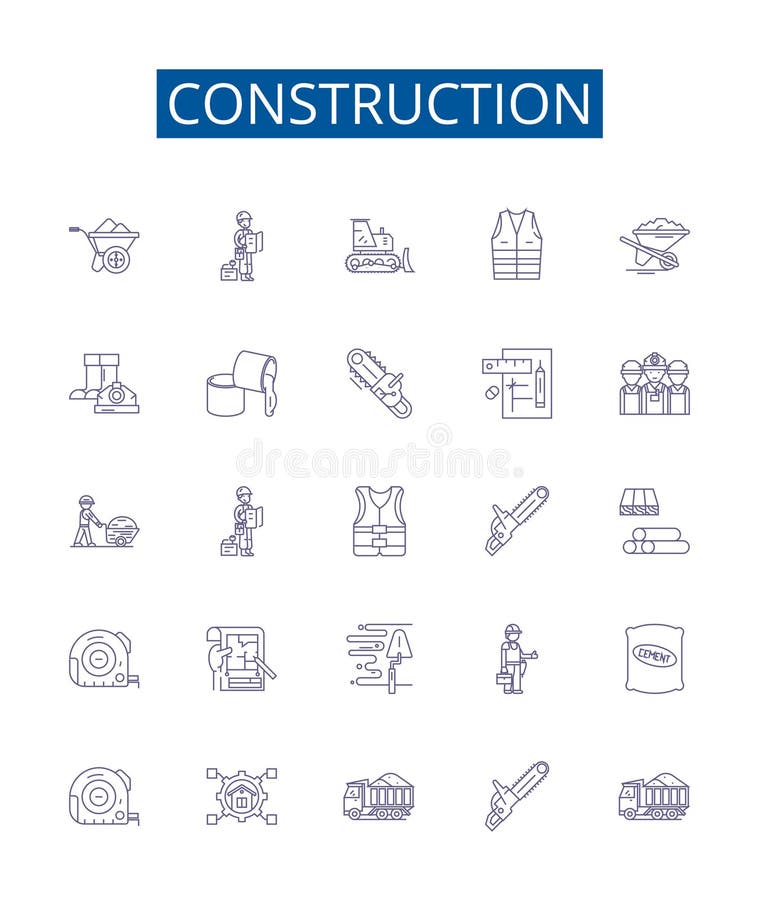 Construction Line Icons Signs Set. Design Collection of Build ...