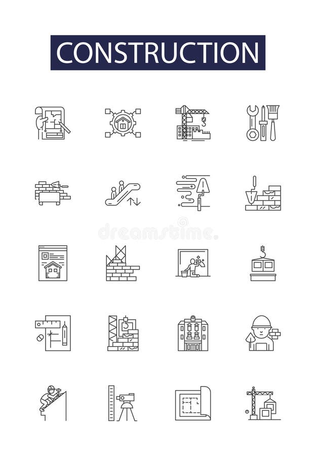 Construction Line Vector Icons and Signs. Masonry, Design, Renovation ...