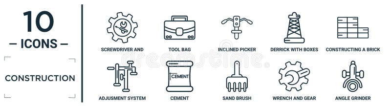 Linear Constructing a Brick Wall Icon from Construction Outline ...