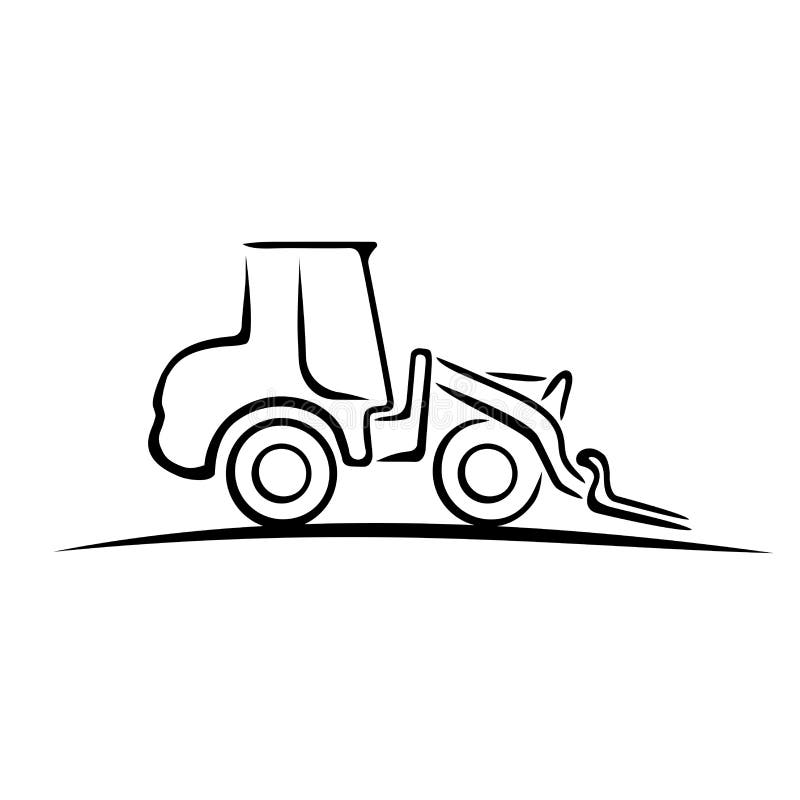Construction Loader or Tractor Icon in Brush Stroke Style Stock Vector ...