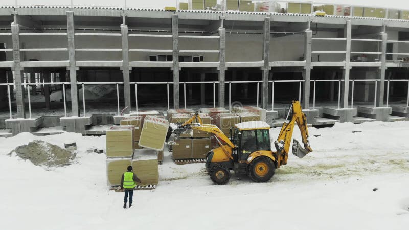 Construction of Logistics Center in Winter Stock Video - Video of ...