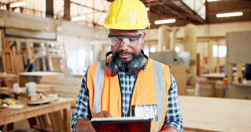 Construction, Logistics and Man with Tablet in Warehouse Planning or ...