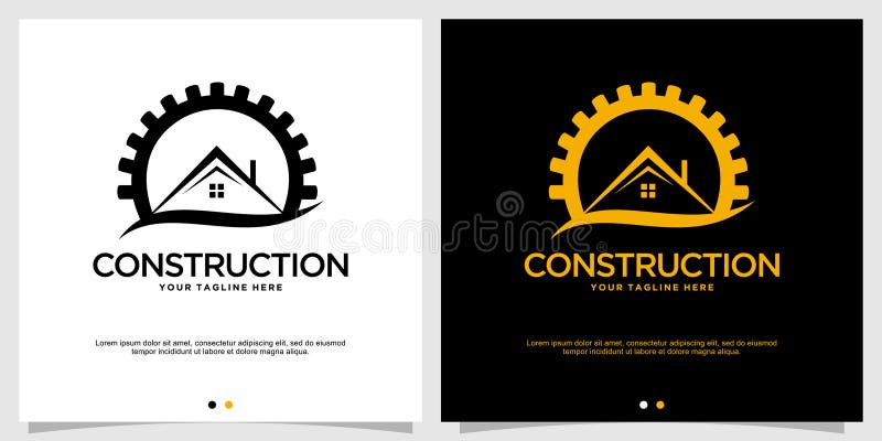 Construction Logo Abstract with Gear Concept Premium Vector Stock ...