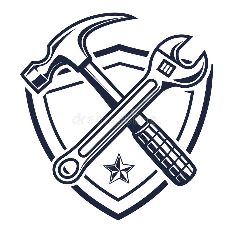 Construction Logo Design with Hammer and Wrench Stock Vector ...