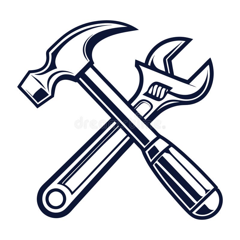 Construction Logo Design with Hammer and Wrench Stock Vector ...