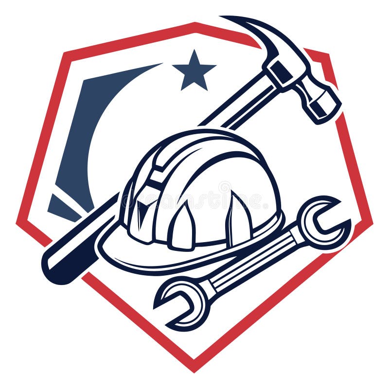 Construction Logo with Hard Hat, Hammer and Wrench Stock Vector - Illustration of business ...