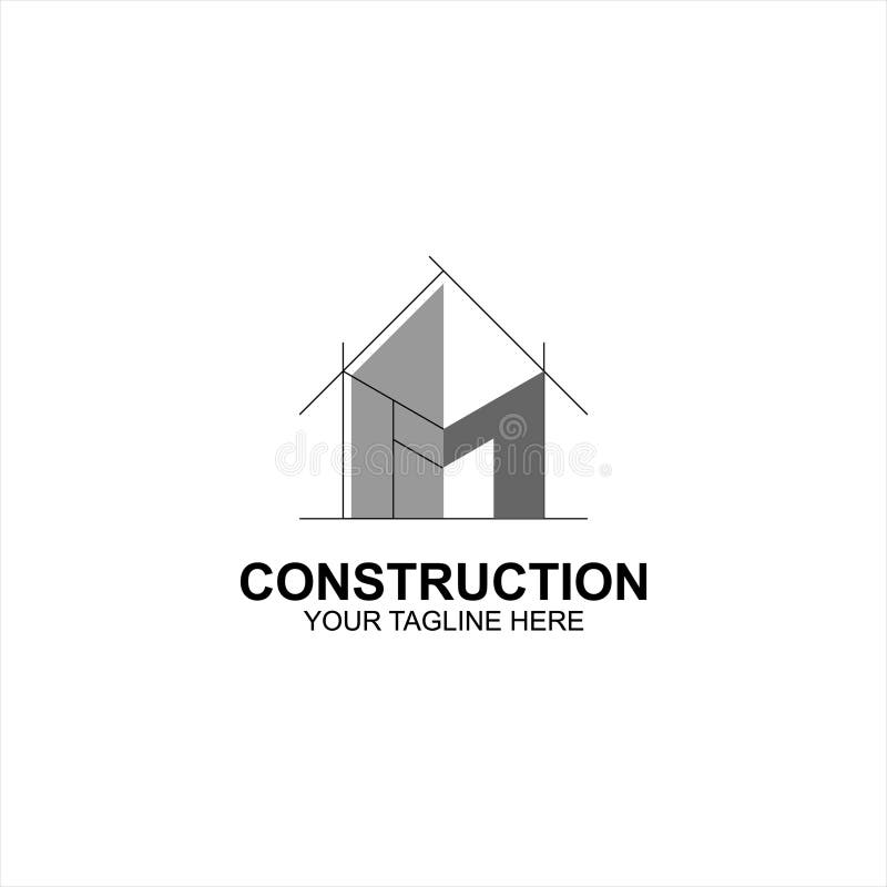 Construction Logo M Initial Icon with Creative Vector Illustration ...