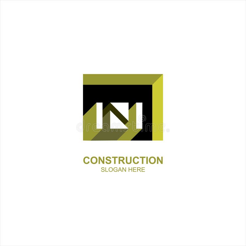 Construction Logo N Initial Icon with Creative Vector Illustration ...