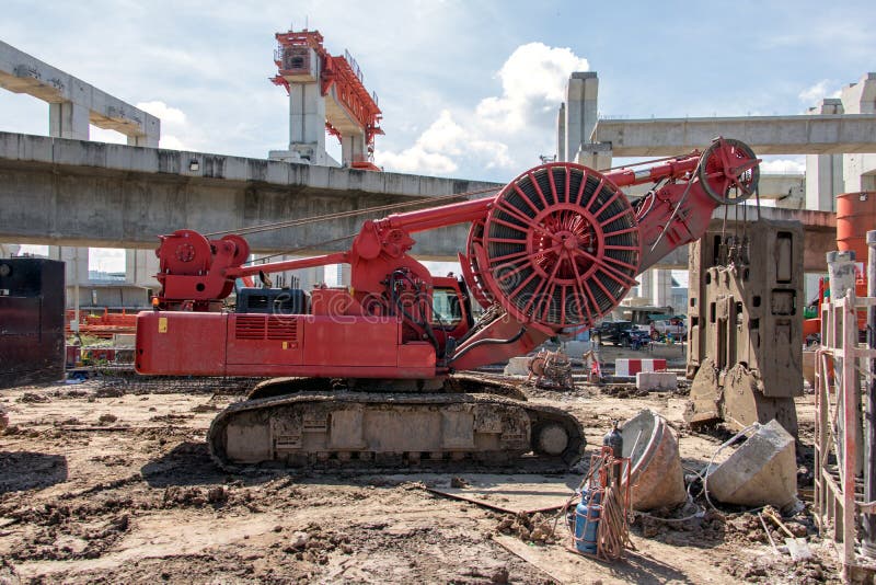 Construction Machine on Building Site. Stock Photo - Image of concrete ...