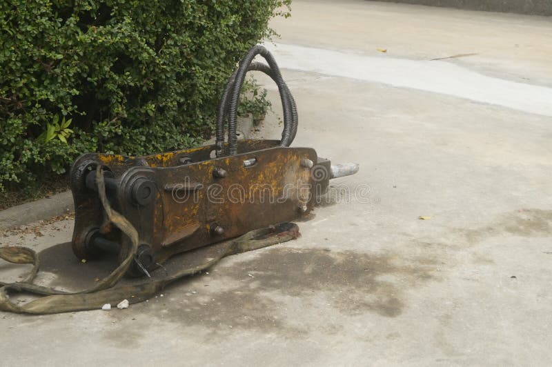 Construction Machine Parts Lie on the Construction Site Stock Photo ...