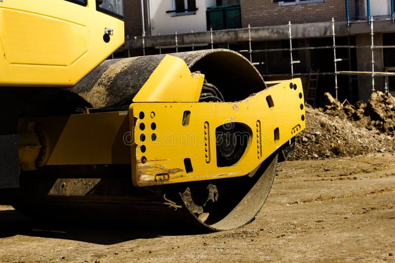 Construction Machine Road Roller Stock Photo - Image of building ...