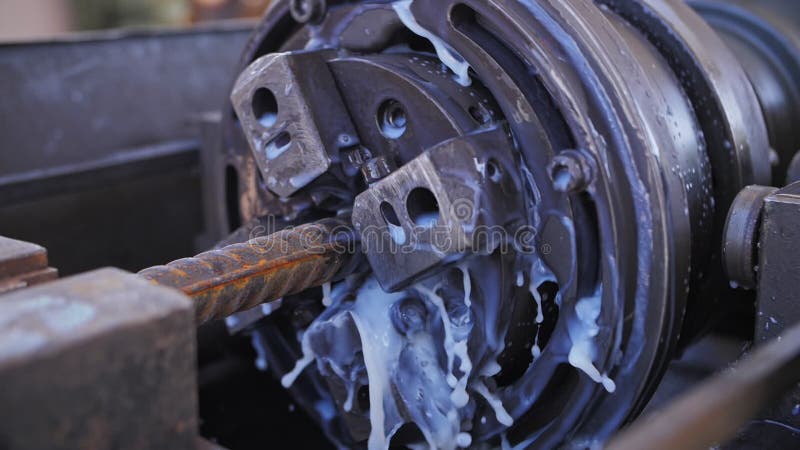 Construction Machine for Threading Fittings on Rebar Stock Footage ...