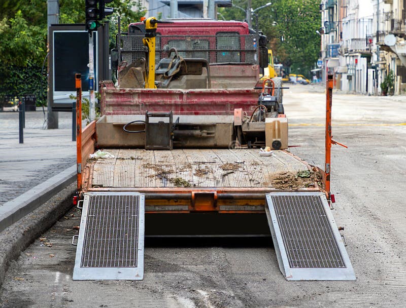 Construction Machine Trailer Stock Image - Image of vehicle, load ...