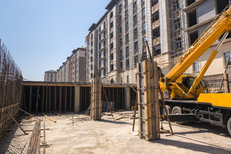 Construction Machinery and Buildings Stock Photo - Image of iron, frame ...