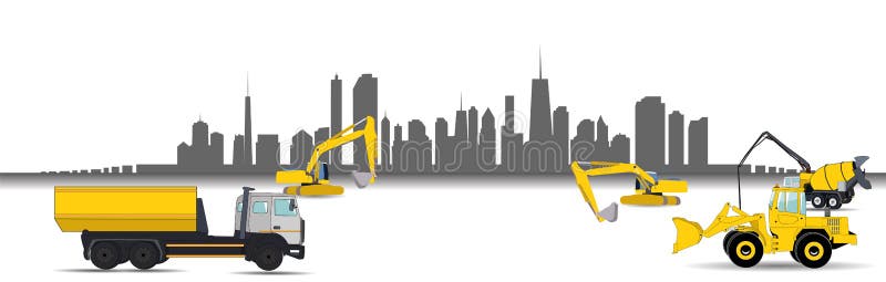 Construction Machinery in the City. Vector Stock Vector - Illustration ...