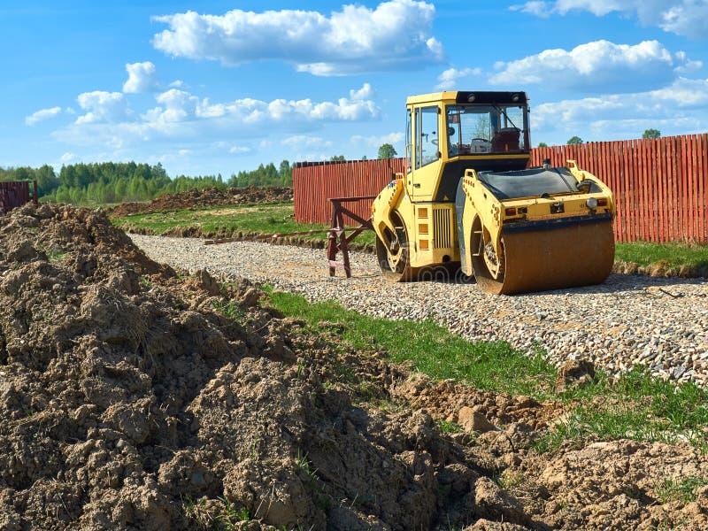 Construction Machinery Compactor Stock Photo - Image of heavy, work ...