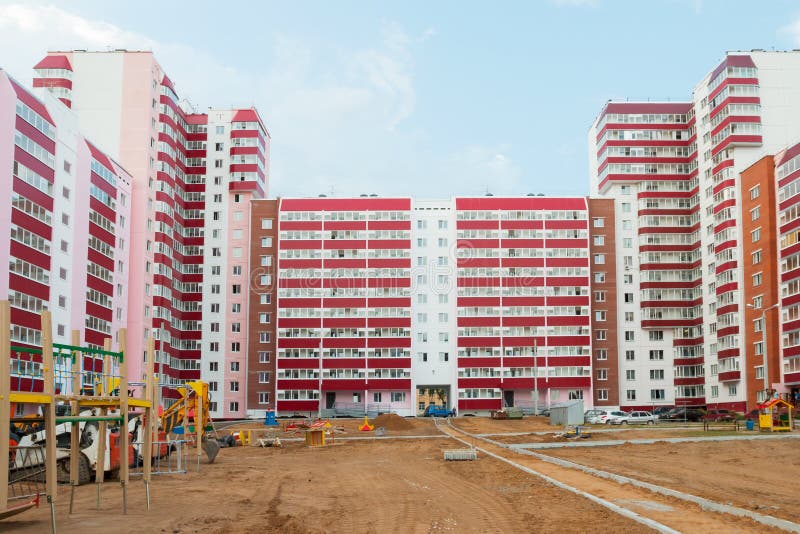 Construction Machinery at Construction Site Next To Building Stock ...